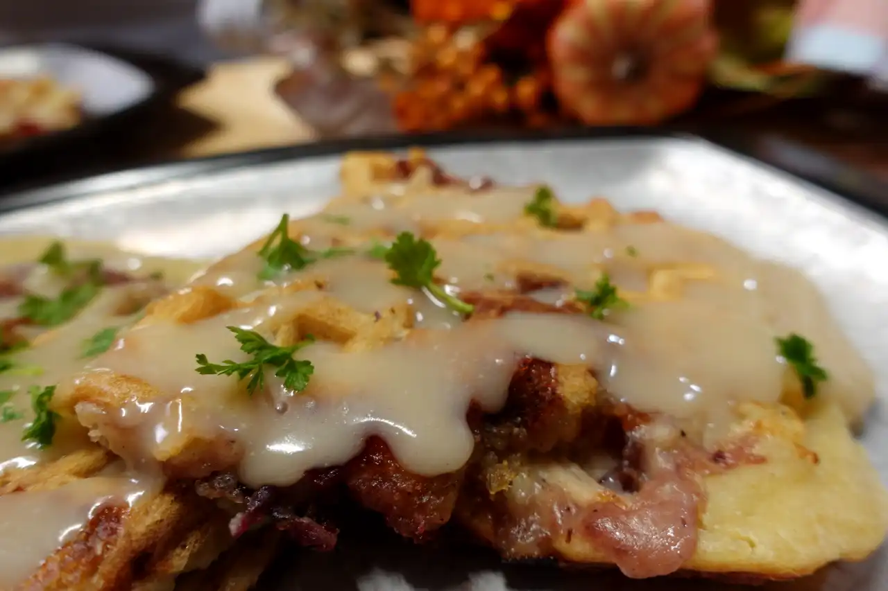Thanksgiving Leftover Stuffed Waffles You Need - THE RECIPE BOWL